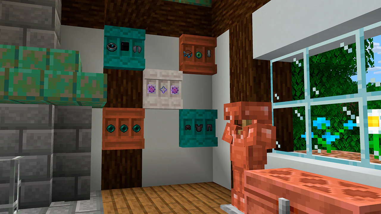 Minecraft: in test la statua del golem di rame e il nuovo blocco scaffale